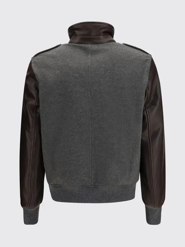 Brunello Cucinelli Cashmere Bomber Jacket With Fur Collar And Leather Details