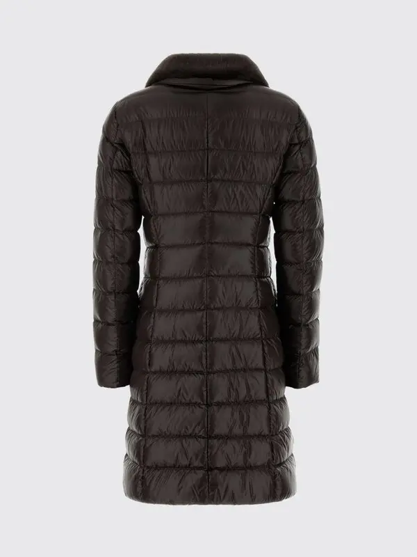 Herno Long Quilted Nylon Down Jacket With Fox Fur Collar