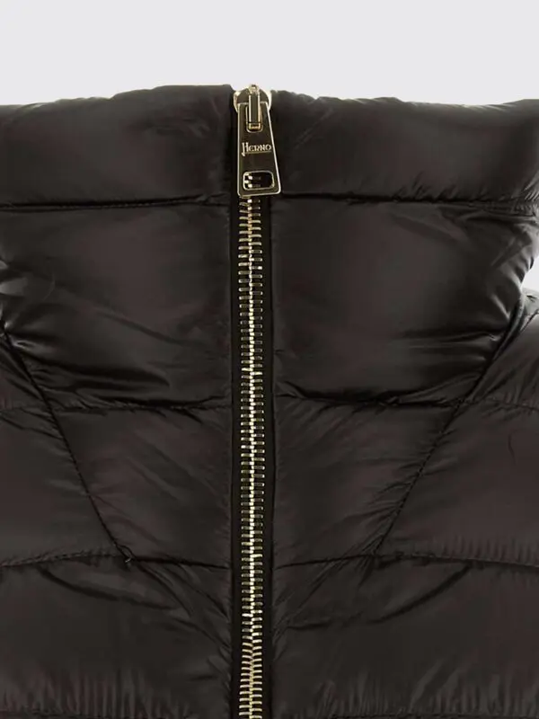 Herno Long Quilted Nylon Down Jacket With Fox Fur Collar