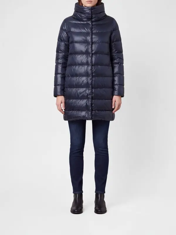 Herno Long Quilted Nylon Down Jacket With High Neck And Concealed Closure