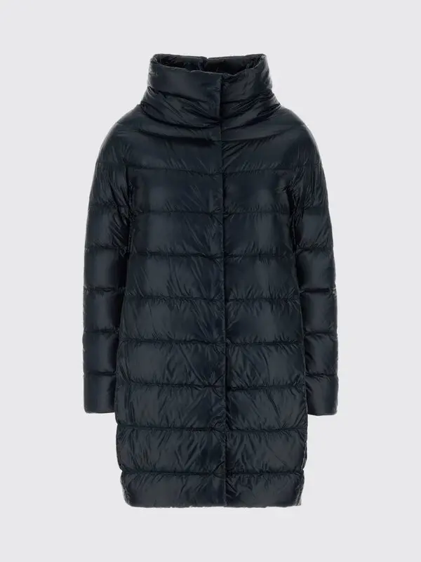 Herno Long Quilted Nylon Down Jacket With High Neck And Concealed Closure