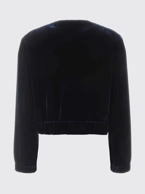Giorgio Armani Single-breasted Cropped Velvet Jacket With Crew Neck