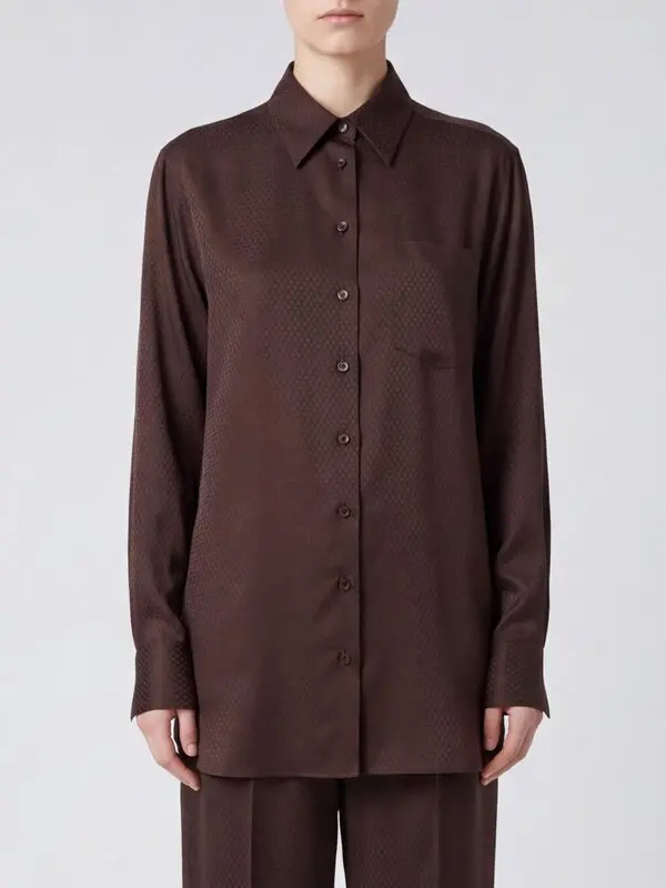 Stella McCartney Long-sleeve Pure Silk Shirt With Patch Pocket