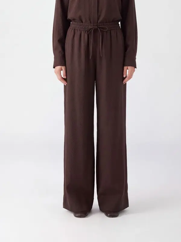 Stella McCartney High-waisted Wide-leg Trousers In Pure Silk - Coffee