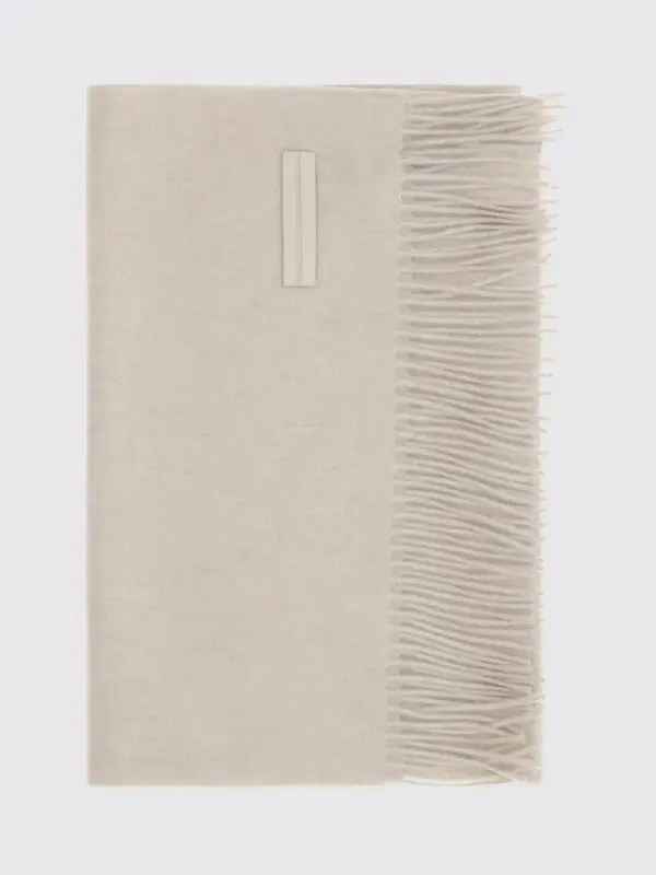 Zegna Rectangular 100% Cashmere Scarf With Fringed Hem And Logo - Olive