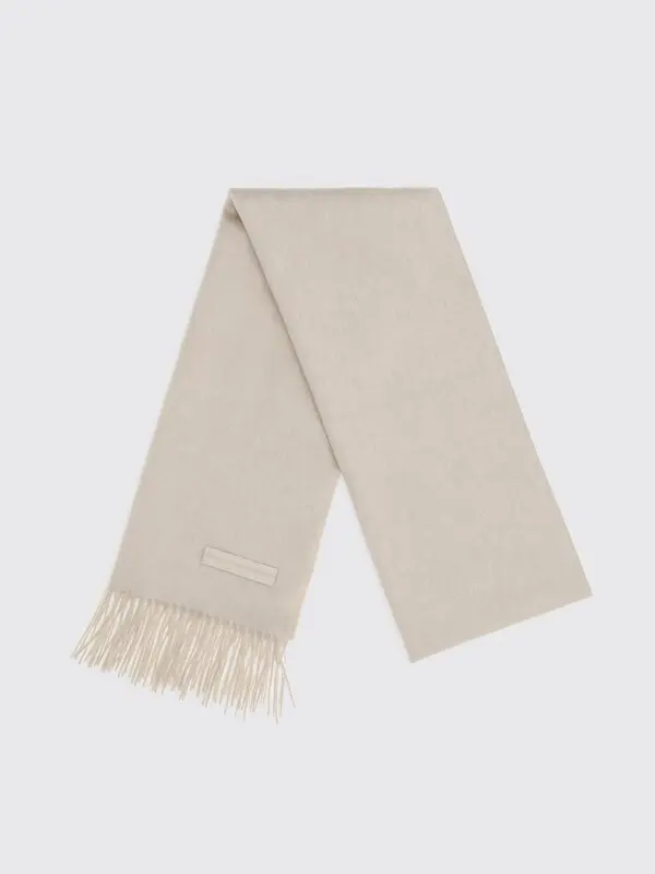 Zegna Rectangular 100% Cashmere Scarf With Fringed Hem And Logo