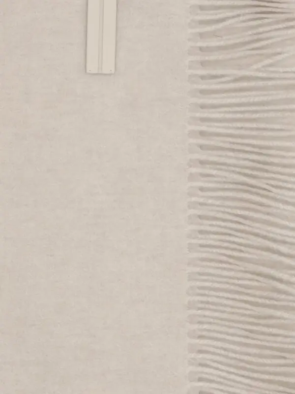 Zegna Rectangular 100% Cashmere Scarf With Fringed Hem And Logo