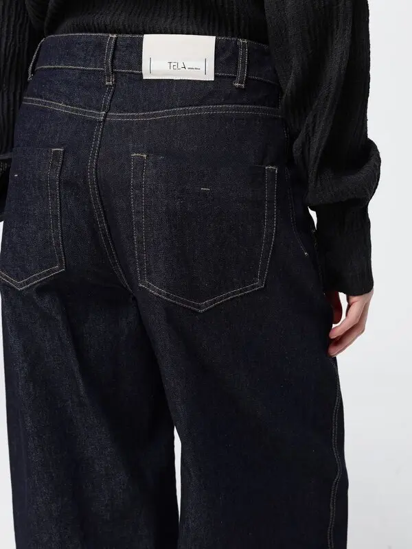 TELA High-waisted Wide-leg Cotton Denim Jeans With America Pockets