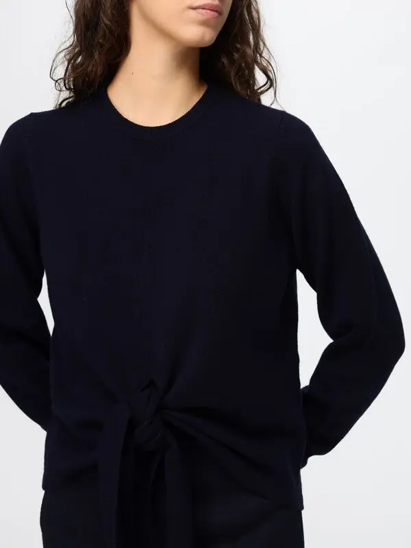 TELA Crew-neck Pure Wool Jumper With Long Sleeves And Ribbed Trims - Blue