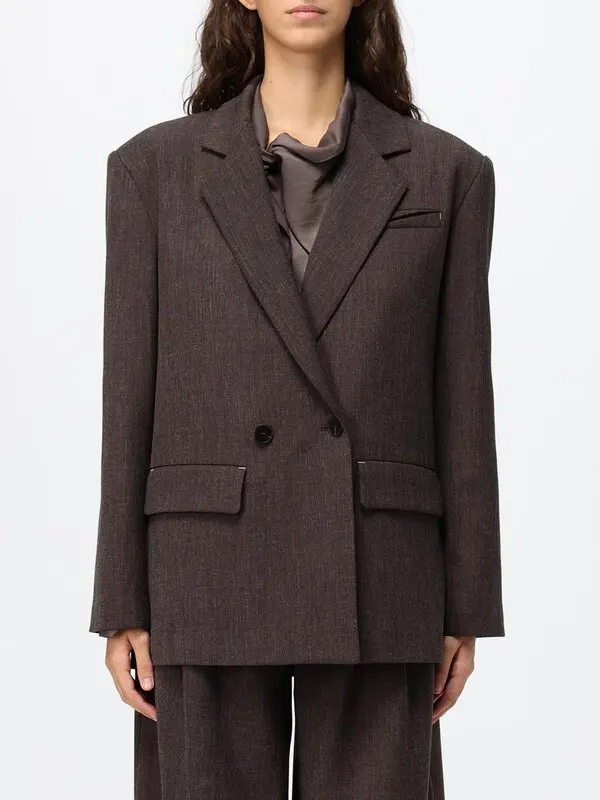 ELEH Short Double-breasted Relaxed Fit Blazer With Peak Lapels