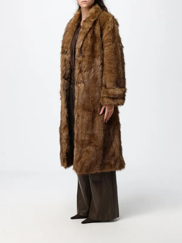 ELEH Faux Fur Robe Coat With Self-tie Belt