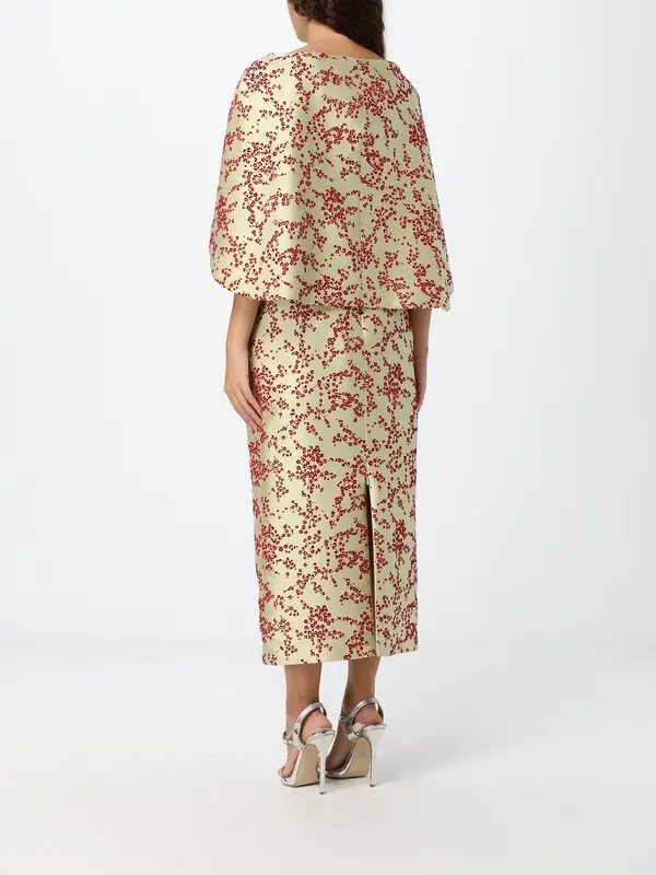 Alberta Ferretti Floral Silk-blend Off-the-shoulder Midi Evening Dress