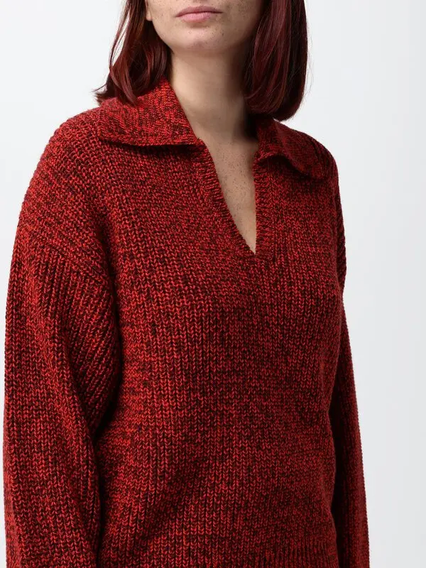 TELA V-neck Long-sleeved Wool Blend Knitted Polo Shirt