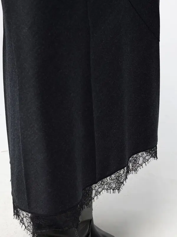 TELA High-waisted Wool Blend Midi Skirt With Lace Inserts