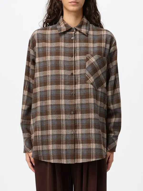 ELEH Casual Long-sleeved Check Cotton Shirt With A Chest Patch Pocket