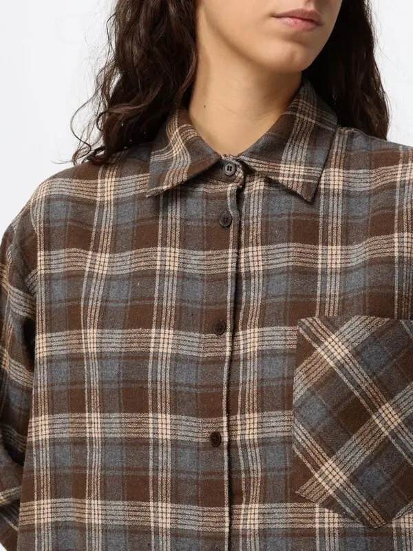 ELEH Casual Long-sleeved Check Cotton Shirt With A Chest Patch Pocket