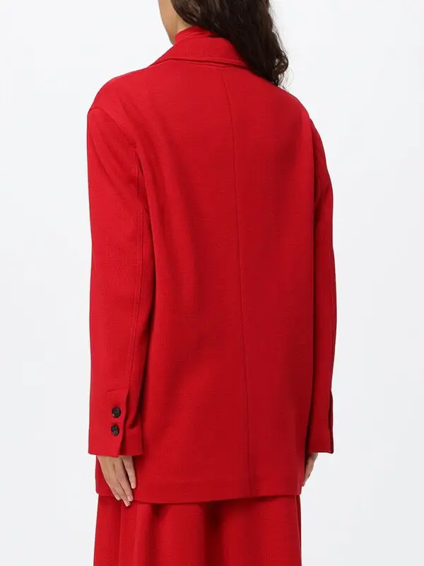 TELA Relaxed Fit Double-breasted Wool Blend Blazer With V-neck