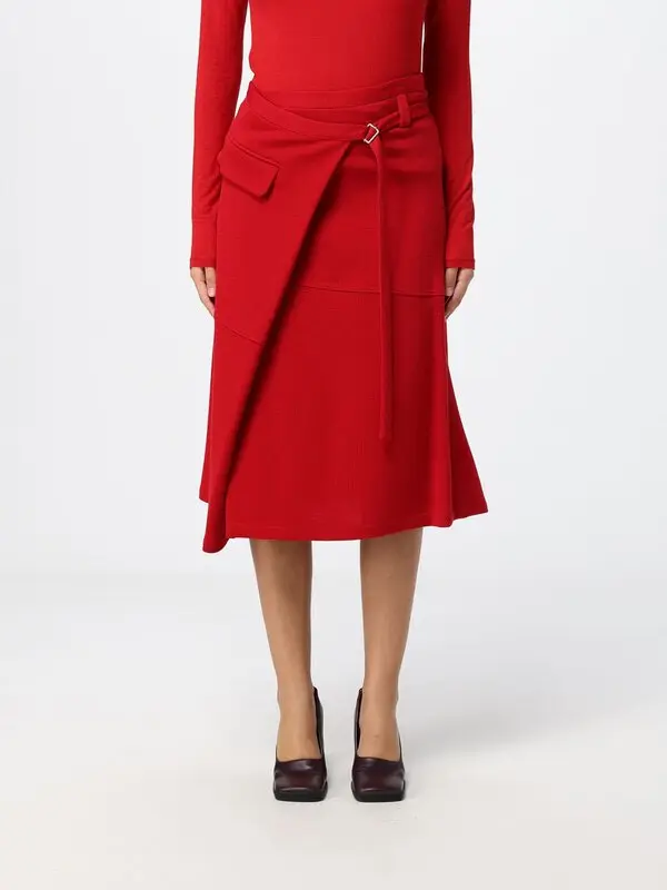 TELA Wool Blend Wrap Midi Skirt With Front Slit
