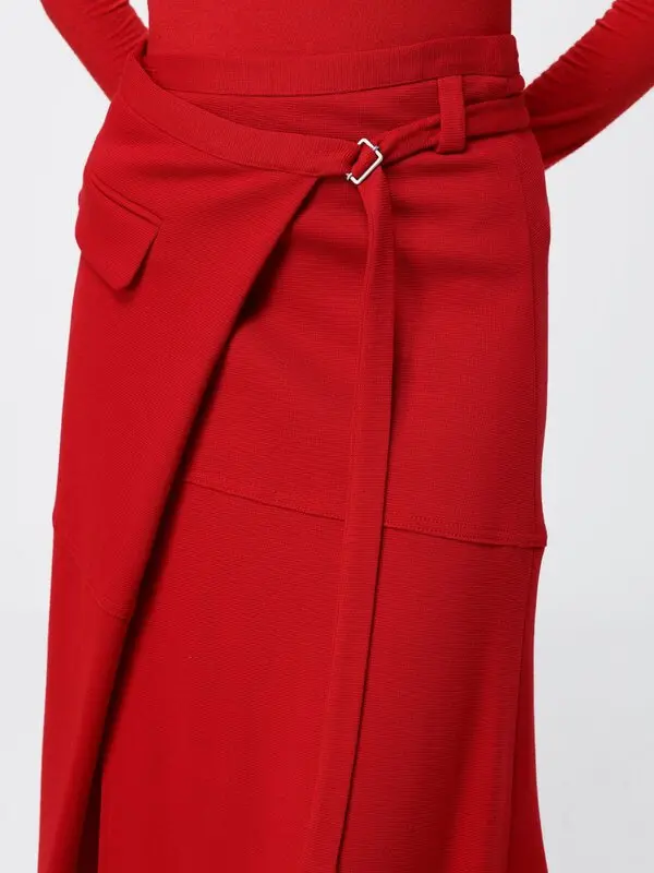 TELA Wool Blend Wrap Midi Skirt With Front Slit