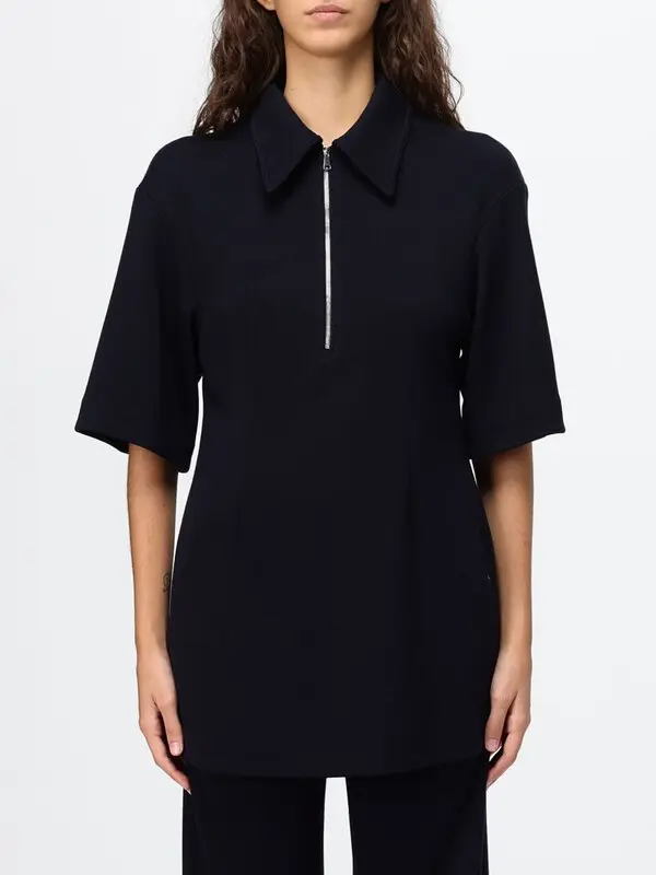TELA Short-sleeved Zip-neck Wool Blend Knitted Polo Shirt
