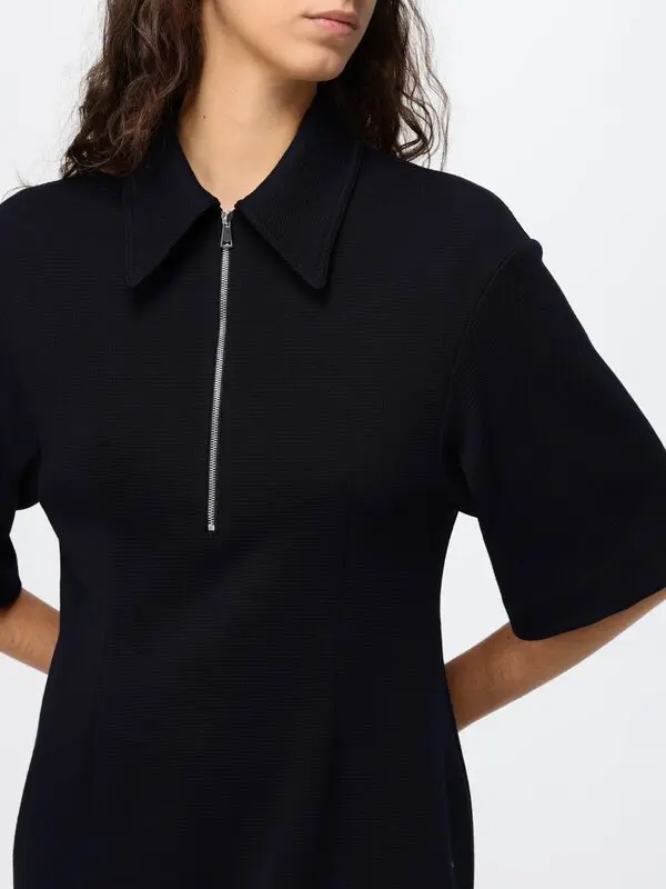 TELA Short-sleeved Zip-neck Wool Blend Knitted Polo Shirt