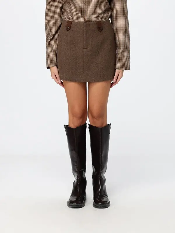 ELEH High-waisted Wool Blend Pencil Mini Skirt With Slim Fit