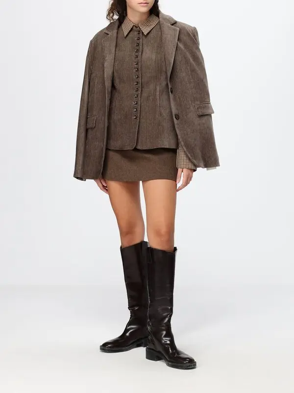 ELEH High-waisted Wool Blend Pencil Mini Skirt With Slim Fit