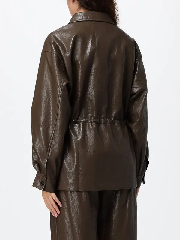 ELEH Faux Leather Cropped Shirt Jacket