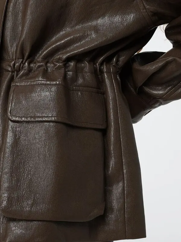 ELEH Faux Leather Cropped Shirt Jacket