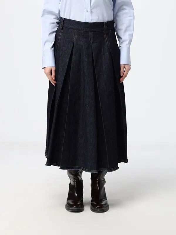 TELA High-waisted Cotton Denim Full Midi Skirt