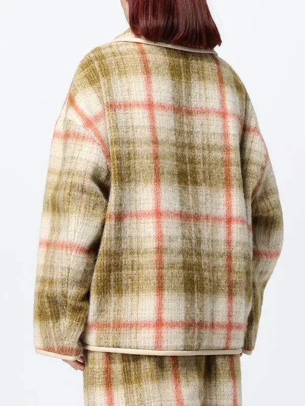 TELA Tartan Wool-blend Single-breasted Short Coat With A Relaxed Fit