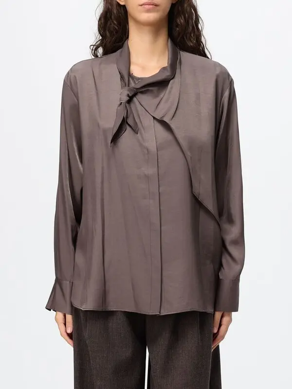 ELEH Elegant Pussy-bow Neck Blouse With Long Sleeves And Concealed Buttoning