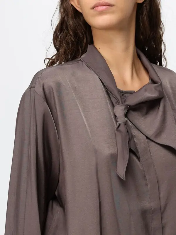 ELEH Elegant Pussy-bow Neck Blouse With Long Sleeves And Concealed Buttoning