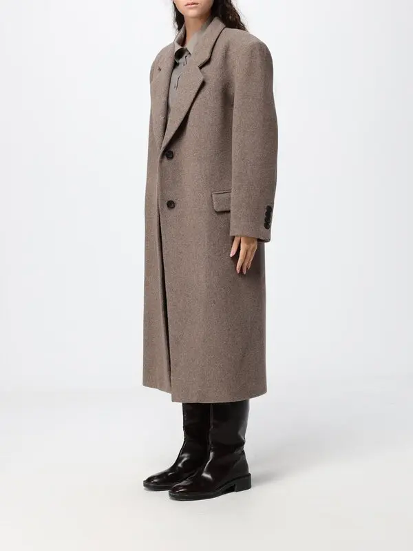 ELEH Long Single-breasted Wool Blend Coat With An Oversize Fit - Brown