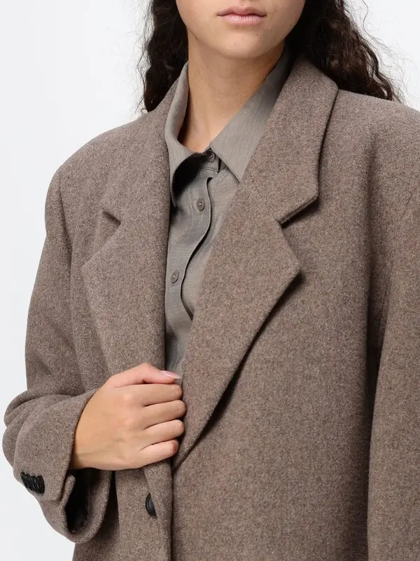ELEH Long Single-breasted Wool Blend Coat With An Oversize Fit - Brown