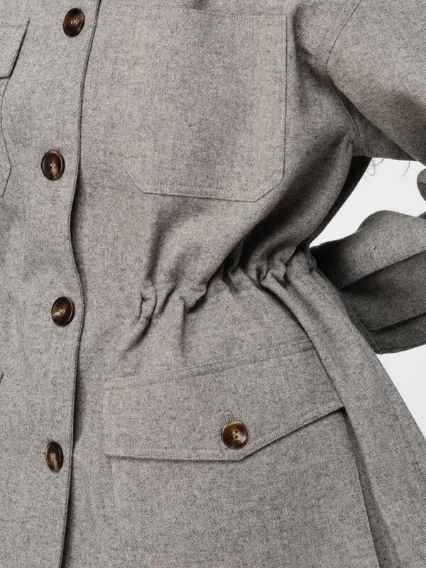 ELEH Cropped Wool Blend Jacket With Leather Collar