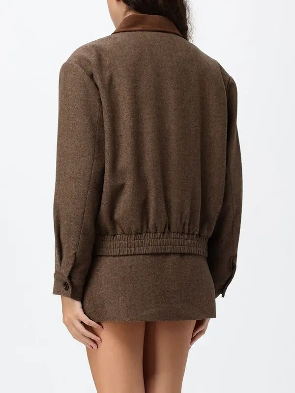 ELEH Wool Blend Bomber Shirt Jacket With Dropped Shoulders