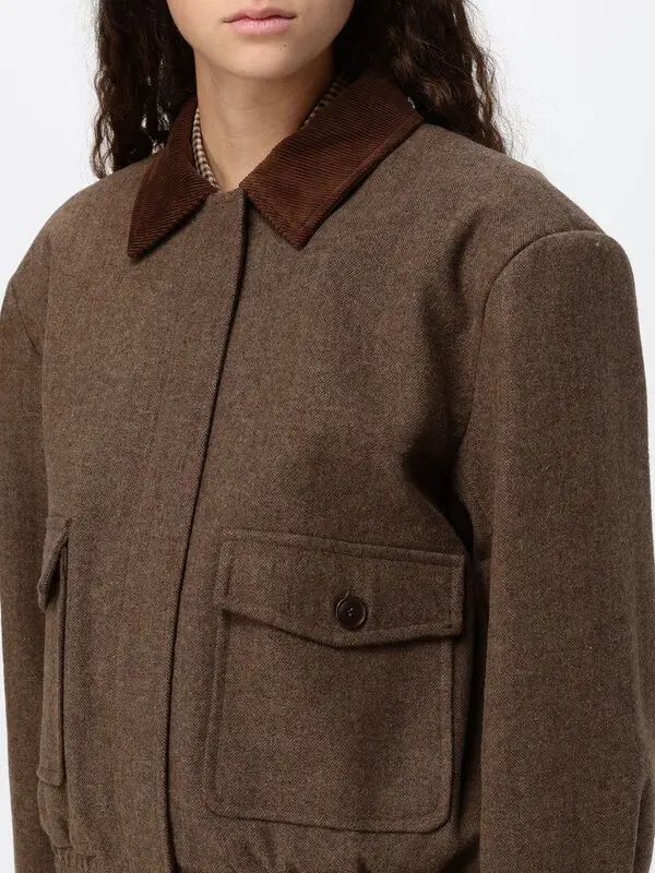 ELEH Wool Blend Bomber Shirt Jacket With Dropped Shoulders