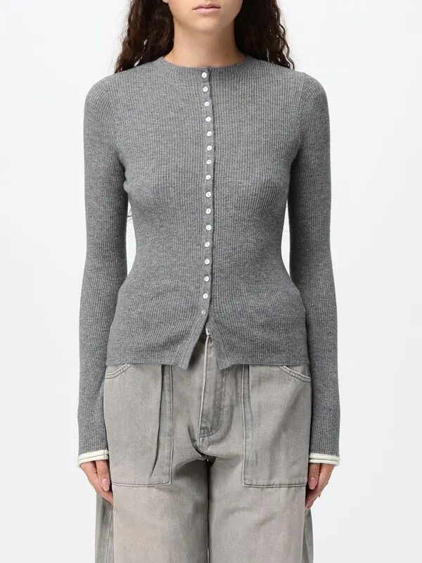 ELEH Slim Fit Crew Neck Cardigan In Ribbed Wool Blend With Buttons