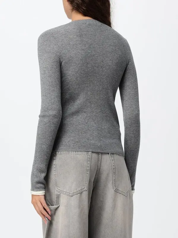 ELEH Slim Fit Crew Neck Cardigan In Ribbed Wool Blend With Buttons
