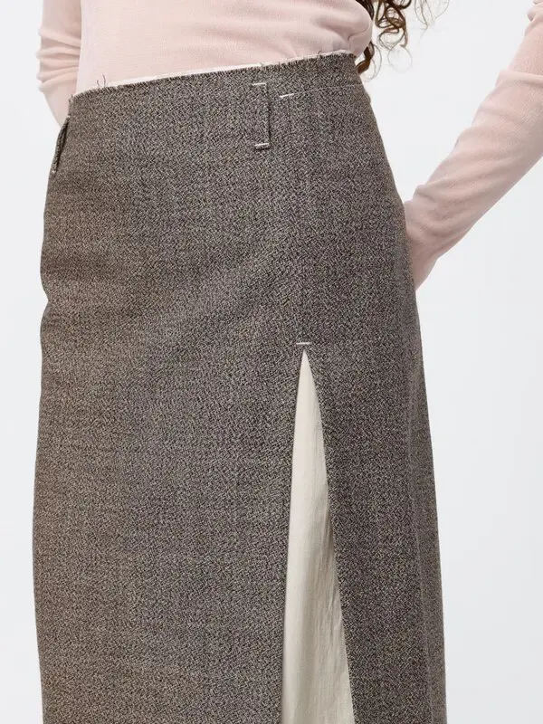 TELA Slim Fit Pencil Midi Skirt In Pure Virgin Wool