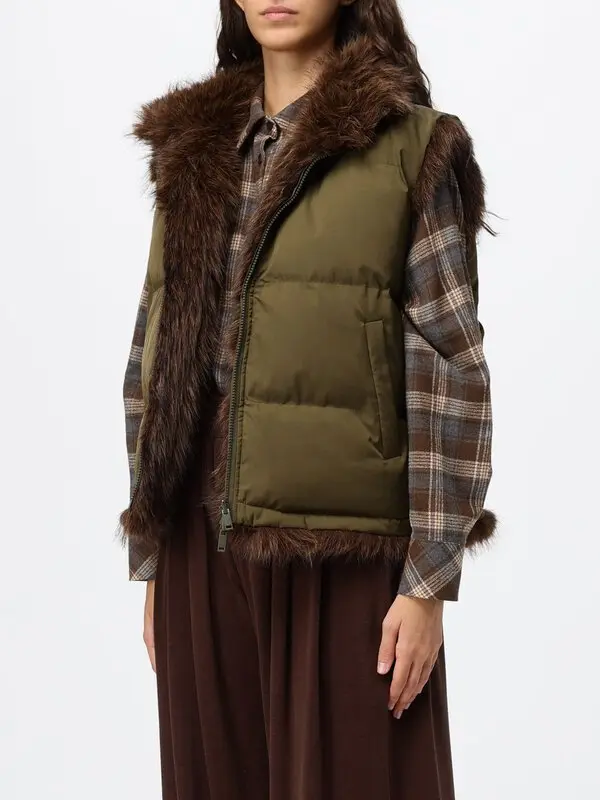 ELEH Reversible Padded Faux Fur Vest With High Neck