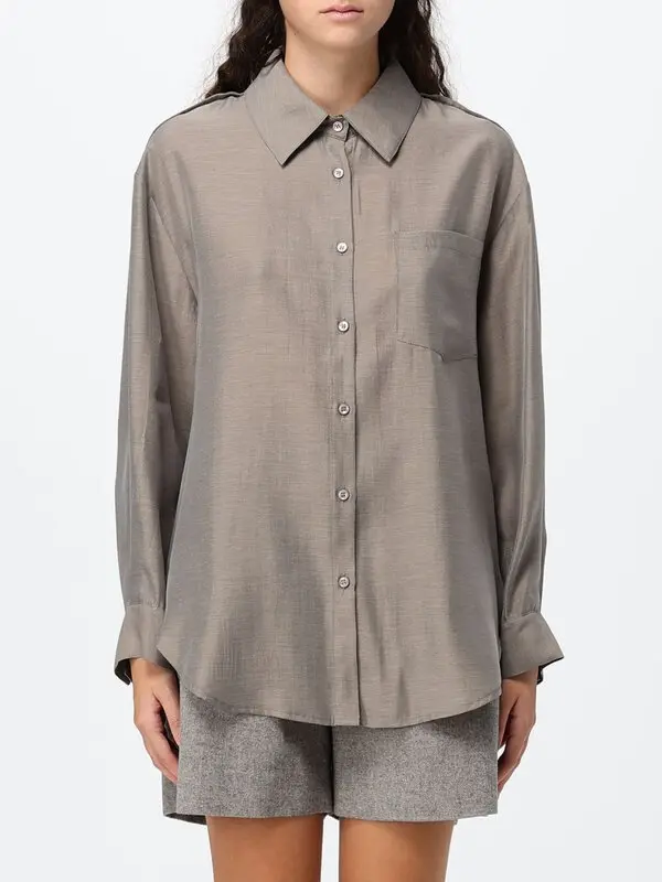 ELEH Classic Viscose Blend Shirt With Long Sleeves And A Patch Pocket