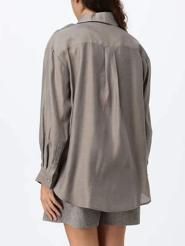 ELEH Classic Viscose Blend Shirt With Long Sleeves And A Patch Pocket