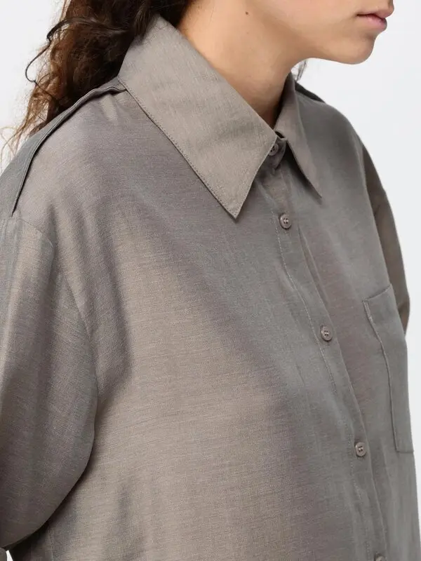 ELEH Classic Viscose Blend Shirt With Long Sleeves And A Patch Pocket