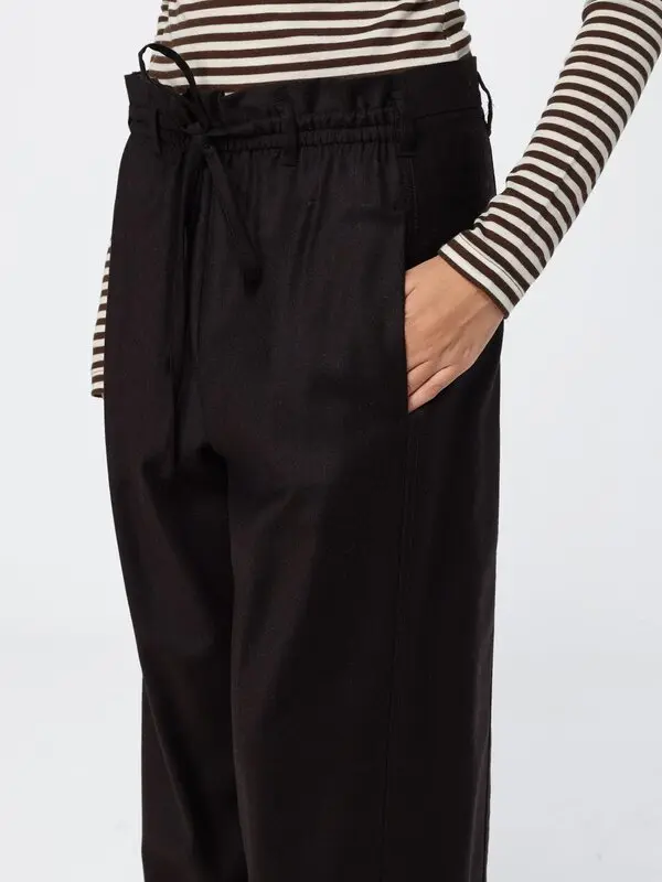 TELA High-waisted Wide-leg Wool Blend Trousers With Drawstring