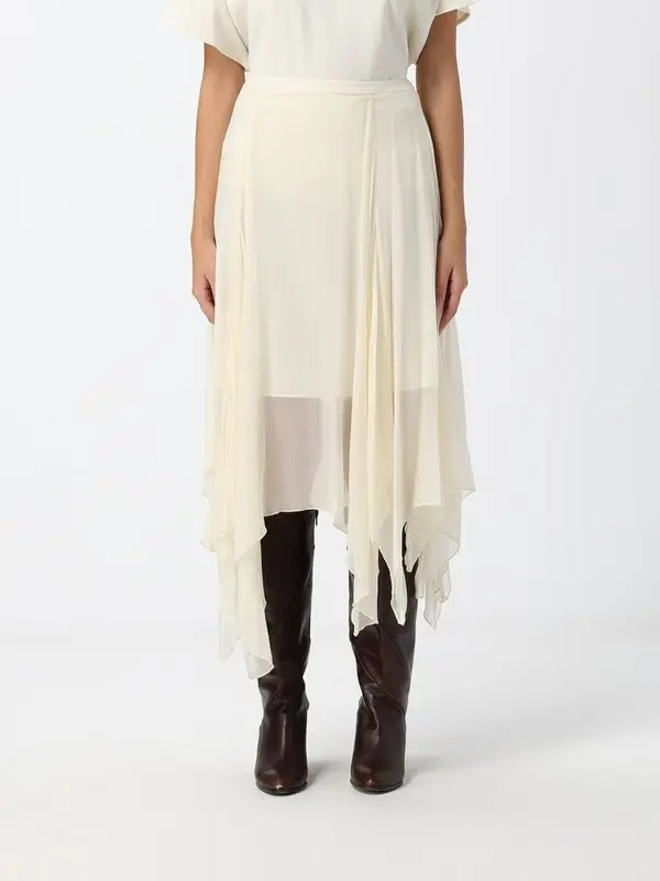 ELEH High-waisted Asymmetric Midi Skirt In Viscose Blend