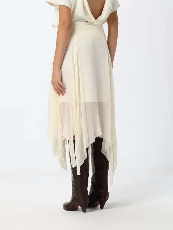 ELEH High-waisted Asymmetric Midi Skirt In Viscose Blend
