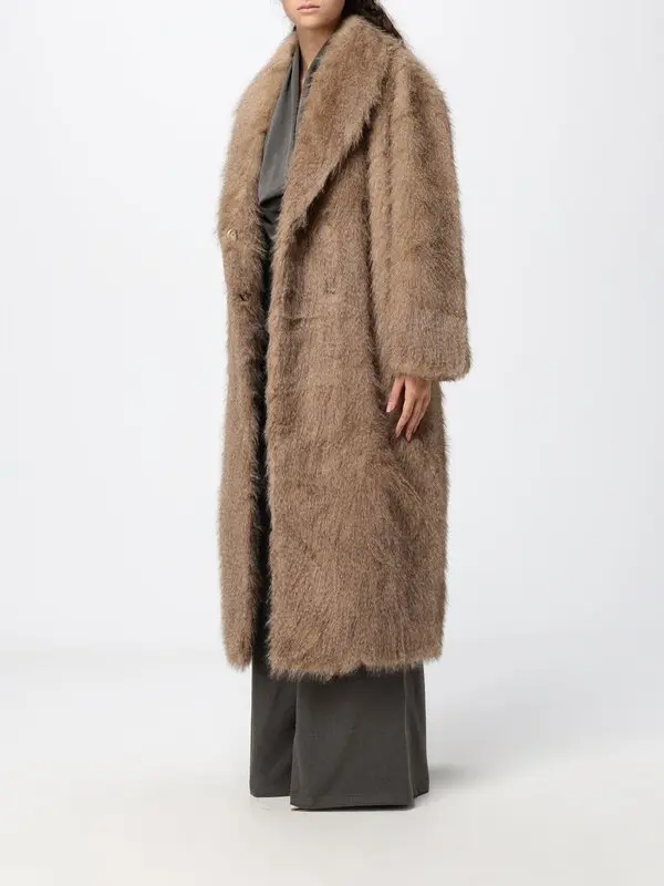 ELEH Long Oversize Faux Fur Coat With Slit Pockets