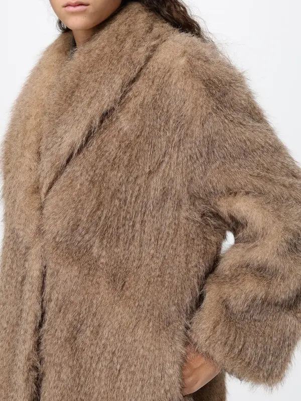 ELEH Long Oversize Faux Fur Coat With Slit Pockets